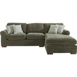 Ecksofa Home Affaire, B:279cm H:92cm T:178cm, gr&uuml;n, 100% Polyester, Wohnzimmer, Sofas, "Broughton L-Form", weicher Sitzkomfort, incl. 4 Zierkissen,