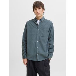 Jack & Jones JACK & JONES Herren Langarmhemd "JJECLASSIC CORD SHIRT L/S SN"stormy weather, Gr. S, unifarben, Web, Obermaterial: 100% Baumwolle, Hemden
