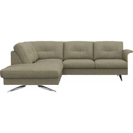 Ecksofa FLEXLUX, B:236cm H:81cm T:224cm, gr&uuml;n, 62% Polyester/17%Baumwolle/14%Viscose/7%Leinen, Wohnzimmer, Sofas, "Glow, super bequem durch