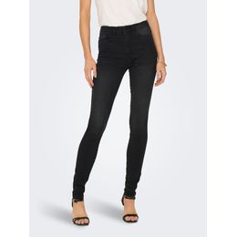 Only Damen Skinny-fit-Jeans "ONLROYAL LIFE HW SK DNM", schwarz, Gr. S, Abriebeffekte, Denim/Jeans, Obermaterial: 69% Baumwolle, 29% Polyester, 2%