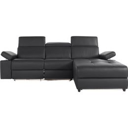 Ecksofa Home Affaire, B:259cm H:98cm T:163cm, schwarz, Echtleder/Kunstleder, Wohnzimmer, Sofas, "Kilado, L-Form", mit Relaxfunktion, verstellbarer