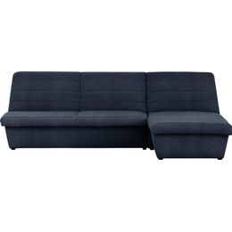 Ecksofa, B:274cm H:92cm T:168cm, blau, LOOKS by Wolfgang Joop, 100% Polyester, Wohnzimmer, Sofas, "LOOKS VIII L-Form", Quersteppung, ohne Armlehnen,