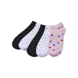 Urban Classics Damen Basicsocken "Urban Classics Damen No Show Socks Rainbow Dots 5-Pack", Gr. 47wei&szlig;, schwarz, hibiskuspink, Baumwolle, Elasthan,