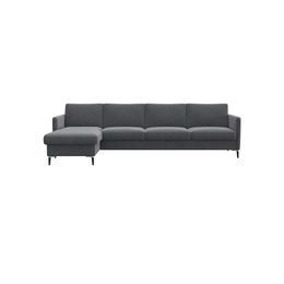 Ecksofa FLEXLUX, B:280cm H:85cm T:159cm, grau, 100% Polyester, Wohnzimmer, Sofas, "Fiore, L-Form", schmale Armlehnen, Kaltschaum, F&uuml;&szlig;e Alu+schwarz