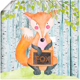 Poster Artland, B:30cm H:30cm, bunt, K&uuml;che, Bilder, "Waldfreunde- der schlaue Fuchs", ohne Rahmen