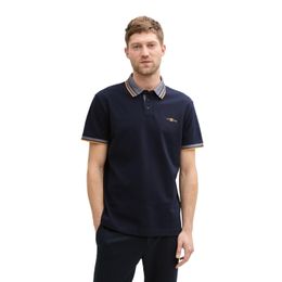 Tom Tailor Herren Poloshirt, blau, Gr. S, kontrastfarbene Details, unifarben, Piqu&eacute;, Obermaterial: 95% Baumwolle, 5% Elasthan, Shirts, mit Logo