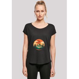 F4NT4STIC Damen T-Shirt "Sonnenuntergang Berglandschaft", schwarz, Gr. XS, Obermaterial: 100% Baumwolle, Shirts, Premium Qualit&auml;t