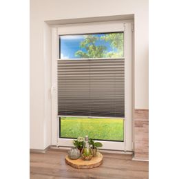 Plissee K-home, B:45cm H:130cm, silber, Obermaterial: 100% Polyester, Badezimmer, Plissees, "Klemmfix Pisa", Crushed-Optik