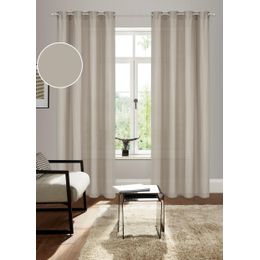 Vorhang Bruno Banani, B:140cm H:175cm, grau, Polyester, Polyester, Wohnzimmer, Gardinen, "Lagan", 2-er Set, gewebt, Microfaser, versch. Gr&ouml;&szlig;en,