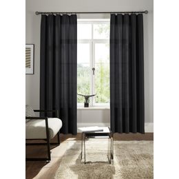 Vorhang Bruno Banani, B:140cm H:175cm, schwarz, Polyester, Polyester, Wohnzimmer, Gardinen, "Lagan", 2-er Set, gewebt, Microfaser, versch. Gr&ouml;&szlig;en,