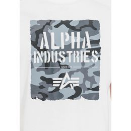 Herren T-Shirt "Camo Print T-Shirt", wei&szlig;, Gr. XXL, Alpha Industries, Obermaterial: 100% Baumwolle, Shirts