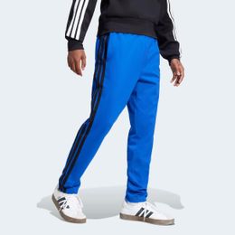 Herren Sporthose "ESSENTIALS 3-STREIFEN SINGLE JERSEY", blau, Gr. XXL, adidas Sportswear, Obermaterial: 74% Baumwolle, 26% Polyester, Hosen,