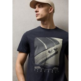 T-Shirt Street One MEN, Jungen, Gr. L (42), schwarz ink blau, Web, 100% Baumwolle, bedruckt, normal normal, Rundhals, abgesteppt, Shirts T-Shirt, aus reiner Baumwolle