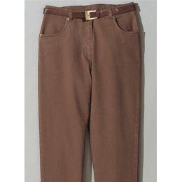 CLASSIC Damen Bequeme Jeans, braun, Gr. 22, unifarben, 98% Baumwolle, 2% Elasthan, Jeans