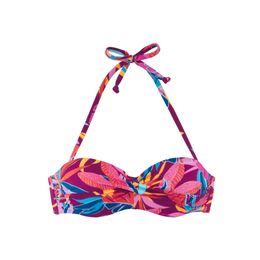 Buffalo Damen B&uuml;gel-Bandeau-Bikini-Top "Soleil", bunt, Gr. 34, bedruckt, floral, Recycling-Polyamid, Bikini-Oberteile, mit gedrehter Optik
