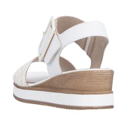 Remonte Damen Sandalette "ELLE-Collection", Gr. 41, wei&szlig;, Leder, Textil, Flechtoptik, Schuhe, Sommerschuh, Sandale, Bequemschuh mit Klett unter der