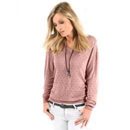Inspirationen Damen Ajourpullover "Pullover", rosa, Gr. 48, unifarben, 60% Viskose, 40% Baumwolle, Pullover