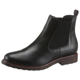 Tamaris Damen Chelseaboots, Gr. 38, schwarz, Leder, schimmernd, unifarben, Schuhe, Businessschuh, Chelsea Boot im klassischen Look, schmale Form