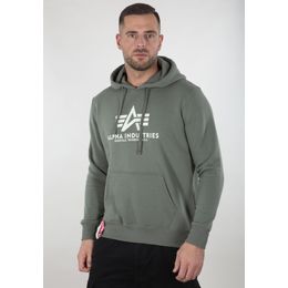 Herren Kapuzensweatshirt "Basic Hoody", gr&uuml;n, Gr. S, Alpha Industries, bedruckt, angeraute Sweatware, Obermaterial: 100% Baumwolle, Sweatshirts,