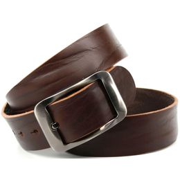 Anthoni Crown Damen Lederg&uuml;rtel, braun, Gr. 85, unifarben, Leder, G&uuml;rtel, Jeansg&uuml;rtel genarbt
