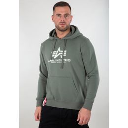 Herren Kapuzensweatshirt "Basic Hoody", gr&uuml;n, Gr. M, Alpha Industries, bedruckt, angeraute Sweatware, Obermaterial: 100% Baumwolle, Sweatshirts,