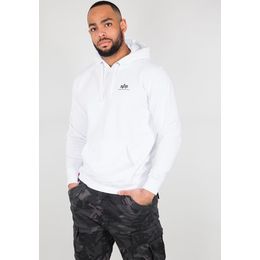Herren Kapuzensweatshirt "Hoody Small Logo", wei&szlig;, Gr. M, Alpha Industries, bedruckt, angeraute Sweatware, Obermaterial: 80% Baumwolle, 20%