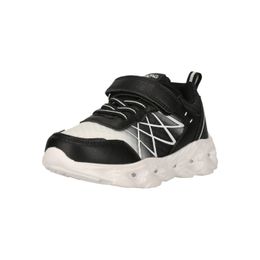 Klettschuh ZIGZAG "Kalmi", Kinder, Gr. 24, schwarz-wei&szlig; (schwarz), Kunstfaser, Lederimitat, Schuhe Klettschuh, mit leuchtender Sohle