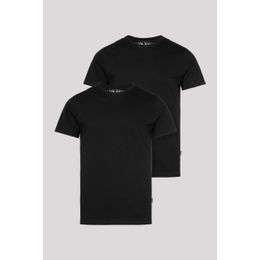 CAMP DAVID Herren T-Shirt, schwarz, Gr. XL, unifarben, Single Jersey, Obermaterial: 100% Baumwolle, Shirts, im 2er Pack mit Rundhals