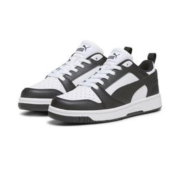 Puma Kinder Sneaker "Rebound V6 Low Sneakers Jugendliche", Gr. 37,5, schwarz-wei&szlig;, Obermaterial: Synthetik, Textil. Futter: Textil. Innensohle: