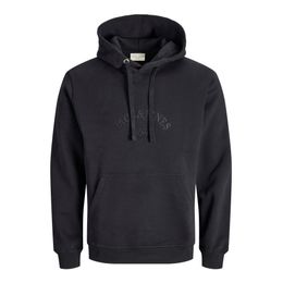 Jack & Jones JACK & JONES Herren Kapuzensweatshirt "JORBLEECKER BRANDING SWEAT HOOD BF"schwarz detail:jj, Gr. XS, unifarben, angeraute Sweatware, Obermaterial: