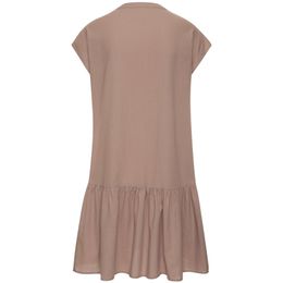 Vivance Damen Blusenkleid "aus strukturierter Ware mit Volant"taupe, Gr. 34, Strukturmuster, unifarben, Web, Obermaterial: 100% Baumwolle, Kleider,