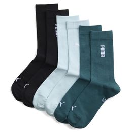Puma Damen Socken "Puma Crew-Socken (3er-Pack) Erwachsene", Gr. 42petrol gr&uuml;n, 62% Baumwolle, 24% Polyester, 10% Polyamid, 4% Elasthan, Socken