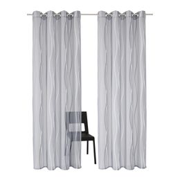 Gardine OTTO HOME, B:140cm H:245cm, grau, Voile, Polyester, Wohnzimmer, Gardinen, "Dimona", 2er-Set, transparent, Voile, Polyester