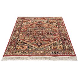 Wollteppich Theko, B:120cm H:10mm L:150cm, rot, Wolle, Wohnzimmer, Teppiche, "Saharna 2886", reine Wolle, Orient-Optik, mit Fransen