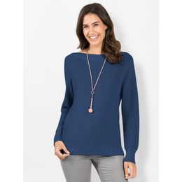 Inspirationen Damen Strickpullover "Pullover", blau, Gr. 40, unifarben, 100% Baumwolle, Pullover