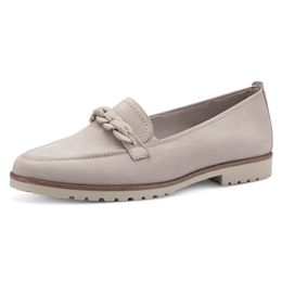 Tamaris Damen Loafer, Gr. 38, grau, Nubukleder, unifarben, Schuhe, Chunky Slipper, Plateau Slipper mit seitlichen Stretcheins&auml;tzen