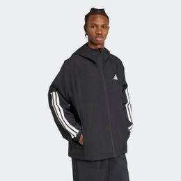 Herren Trainingsjacke "ESSENTIALS CLIMAPROOF 3-STREIFEN"schwarz, Gr. M, adidas Sportswear, Obermaterial: 100% Polyester, Jacken