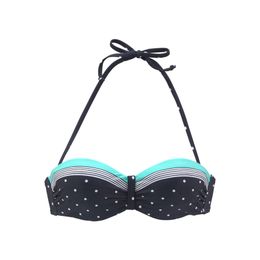 Lascana Damen Bandeau-Bikini-Top "Monroe", bunt, Gr. 40, gepunktet, gestreift, Recycling-Polyamid, Bikini-Oberteile