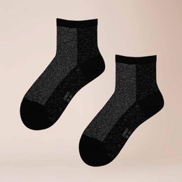 Kunert Damen Socken "Socke Sparkling Essential", Gr. 35, schwarz, Obermaterial: 65% Baumwolle CO. 20% Polyamid PA. 12% metallisierte Fasern MTF. 3%