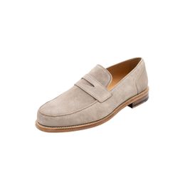 Henry Stevens Herren Loafer "Haywood PL Businessschuh", Gr. 40,5, beige, Kalbsvelours, Schuhe, Herren Halbschuhe Leder handgefertigt, Anzugschuhe