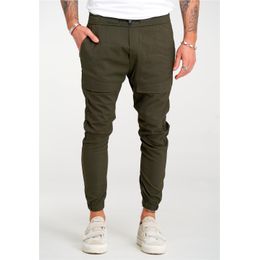 2Y Premium Herren Chinohose "ENRIKO", gr&uuml;n, Gr. XL, unifarben, 62% Polyester, 35% Viskose, 3% Elasthan, Hosen, mit elastischem Bund