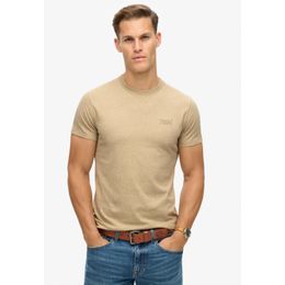 Superdry Herren Rundhalsshirt "ESSENTIAL LOGO EMB TEE", braun, Gr. M, meliert, Single Jersey, Obermaterial: 100% Baumwolle, Shirts, aus Baumwolle und