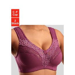 Damen Entlastungs-BH, PETITE FLEUR BY LASCANA, Gr. 85, lila, Spitze, Obermaterial: 55% Baumwolle, 40% Polyamid, 5% Elasthan, BHs, ohne B&uuml;gel,