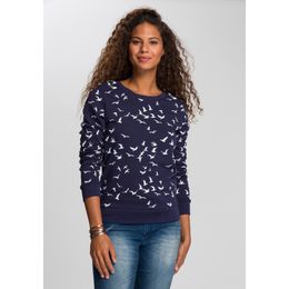 Kangaroos Damen Sweatshirt, blau, Gr. 44, bedruckt, Interlock, Obermaterial: 100% Baumwolle, Sweatshirts, Langarm, figurumspielender Schnitt,