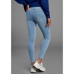 Arizona Damen Jogg Pants "High Waist", blau, Basic, Gr. 36, Jersey, Obermaterial: 62% Baumwolle, 28% Polyester, 10% Elasthan, Jeans, extra-eng