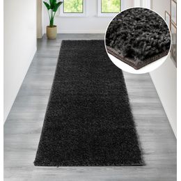 L&auml;ufer Bruno Banani, B:67cm H:30mm L:230cm, grau, Kunstfaser, Flur, Teppiche, "Shaggy Soft", L&auml;ufer, Br&uuml;cke, gewebt, Uni-Farben, besonders weich