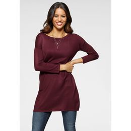 Laura Scott Damen Longpullover, rot, Basic, Gr. 42, meliert, unifarben, Feinstrick, Obermaterial: 70% Viskose, 30% Polyamid, Pullover, Feinstrick mit