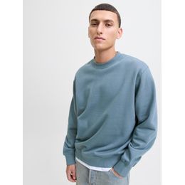 Jack & Jones JACK & JONES Herren Sweatshirt "JJEURBAN EDGE SWEAT CREW NECK NOOS", blau, Gr. XS, unifarben, angeraute Sweatware, Obermaterial: 70% Baumwolle, 30%