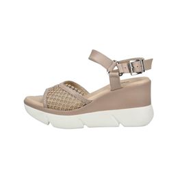 Nero Giardini Damen Keilsandalette "Nero Giardini Sandalen Leder/Textil", Gr. 37beige, Leder, Textil, Schuhe