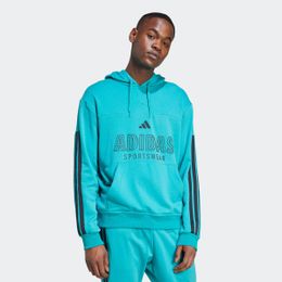 Herren Kapuzensweatshirt "HOUSE OF TIRO FRENCH TERRY HOODIE", blau, Gr. L, adidas Sportswear, Obermaterial: 70% Baumwolle, 30% Polyester, Sweatshirts